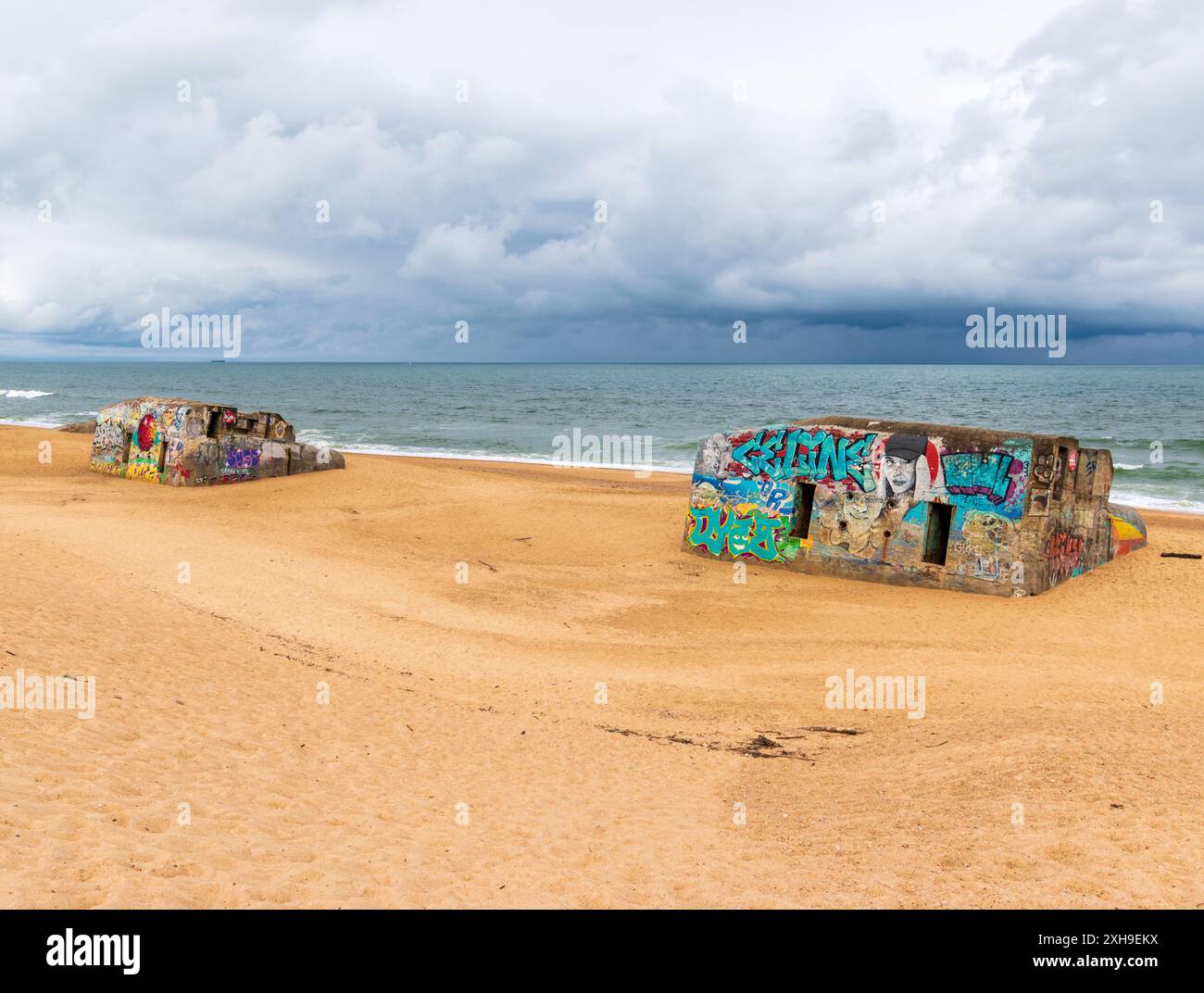 Labenne, Landes, France - 07 03 2024 : street art on a blockhouse of ...