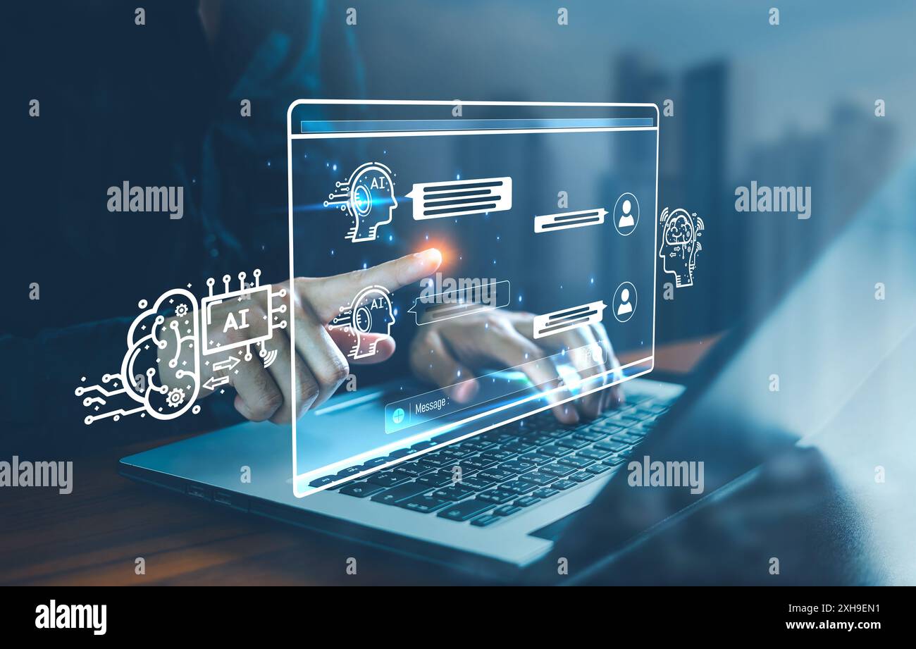 AI chatbot conversation using artificial intelligence technology smart ...