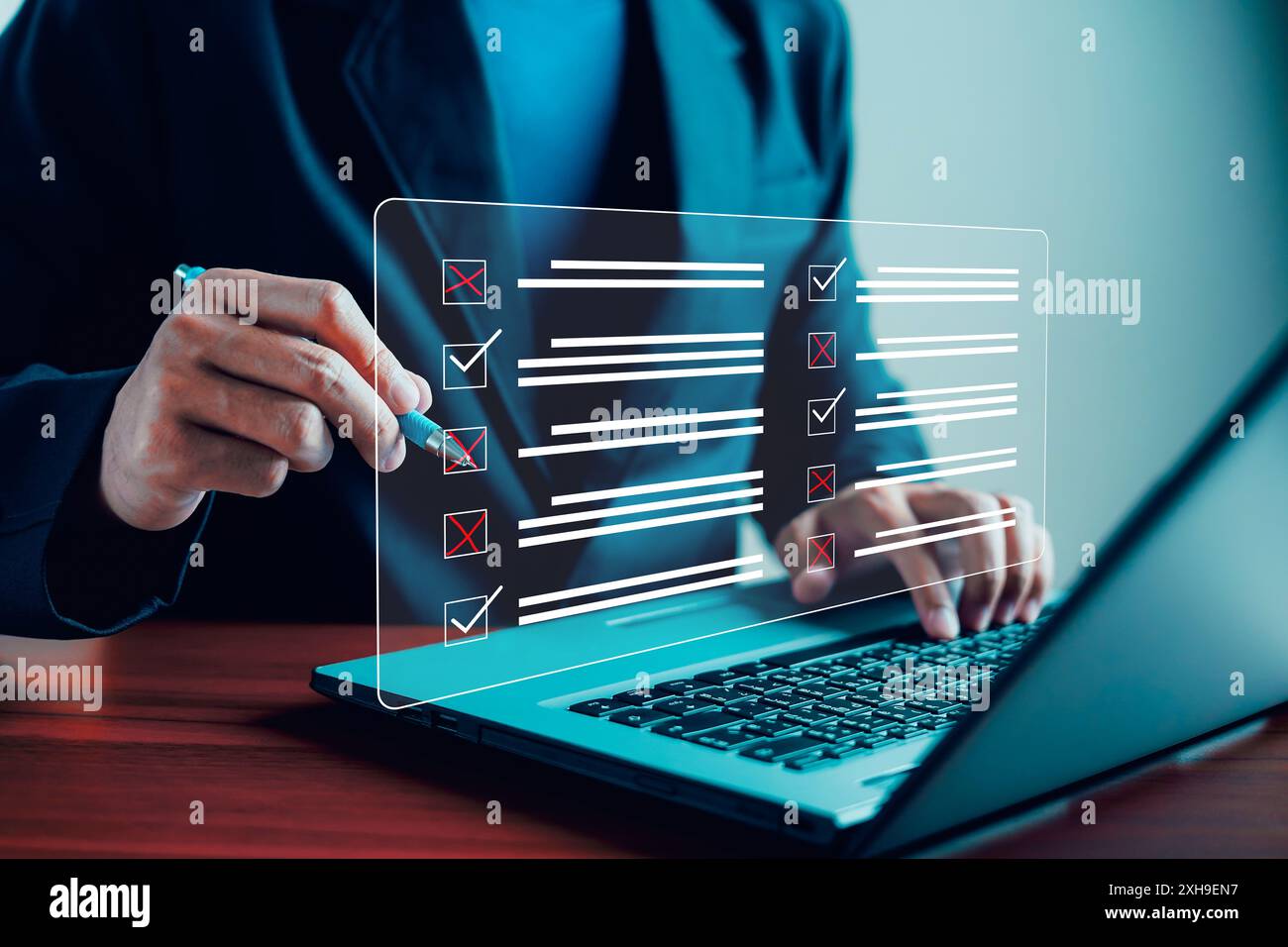 Audit, Assessment form, Businessman working on computer productivity ...