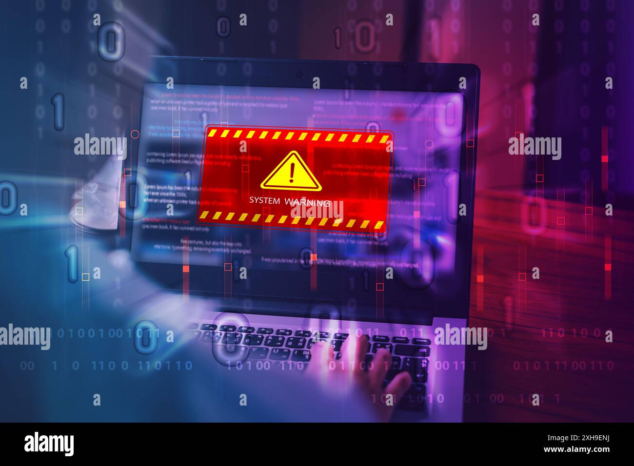 System Hacked Warning Alert Cyberattack Computer Network