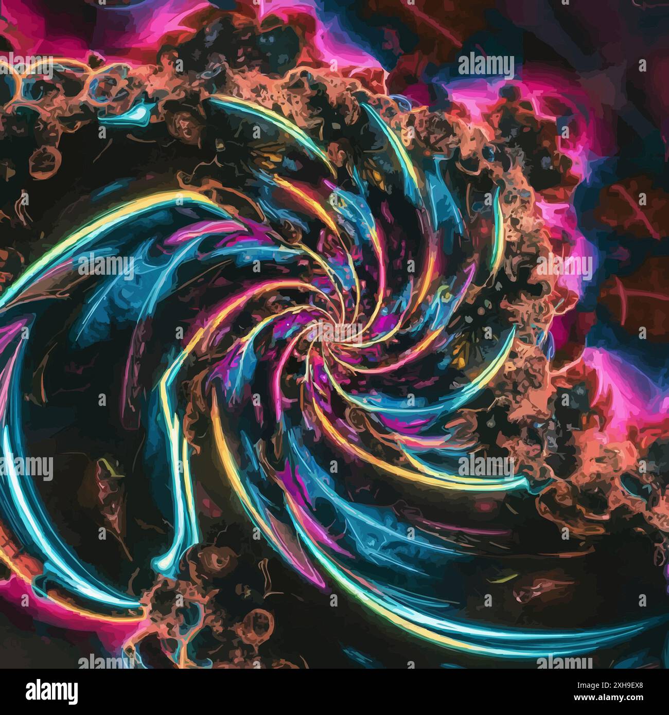 Radiant fractal patterns with neon edges, dynamic abstract background ...