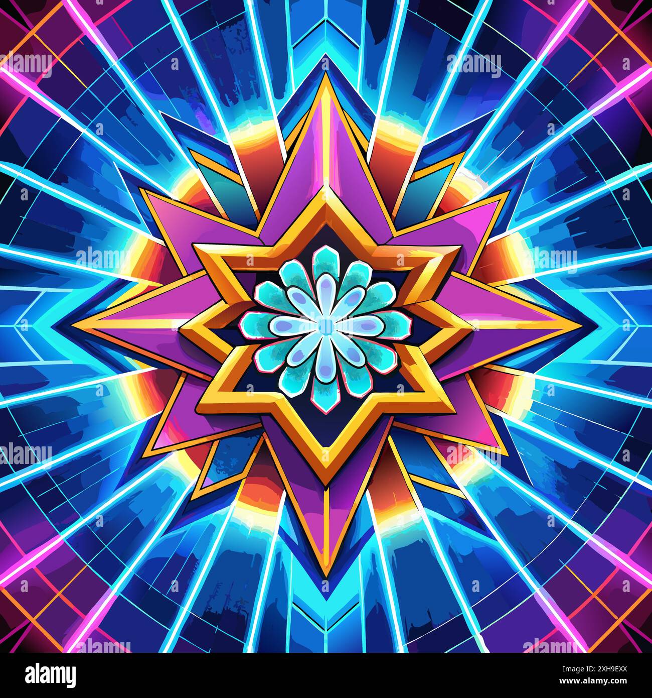 Radiant fractal patterns with neon edges, dynamic abstract background ...