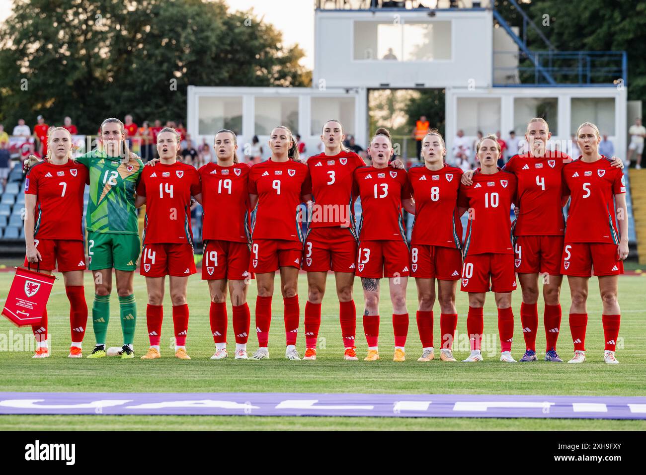 KARLOVAC, Croatia. 12th July, 2024. Wales line up Wales' Sophie Ingle ...