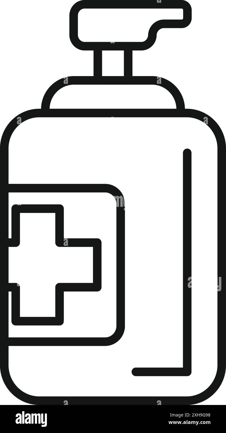 Simple line drawing of an antiseptic dispenser, emphasizing the ...