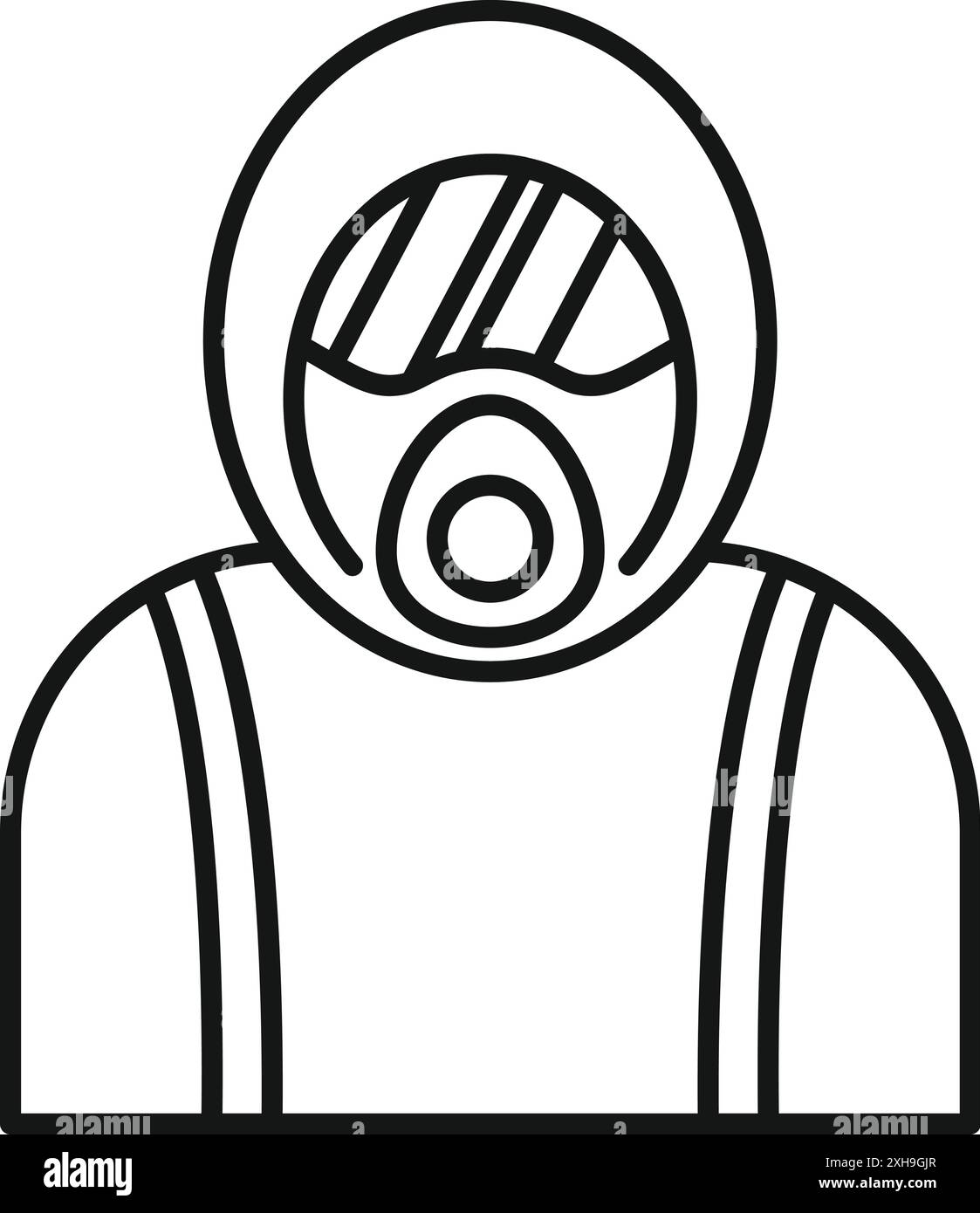Line drawing of a firefighter wearing protective suit and breathing ...