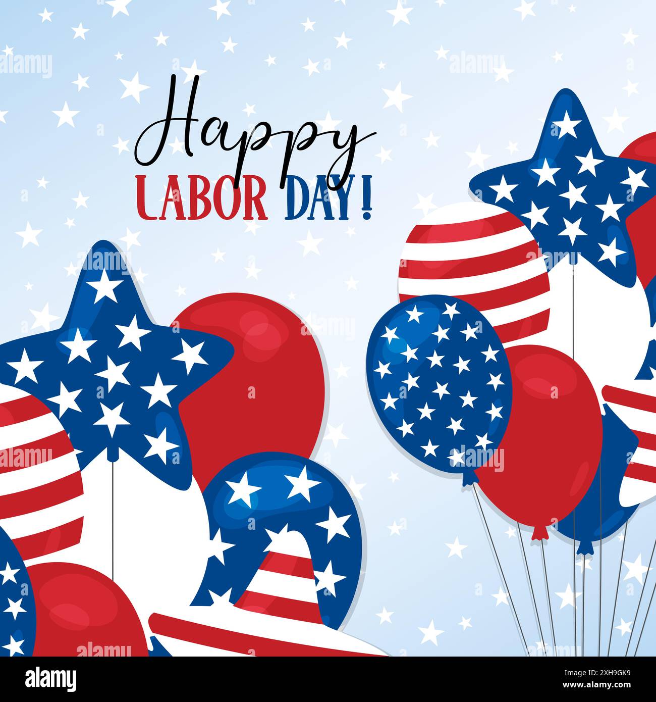 Happy Labor Day square greeting card. USA celebration in September ...