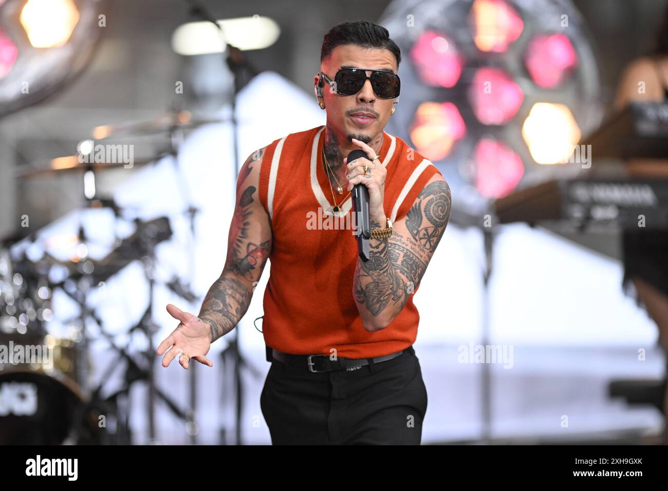 Rauw Alejandro performs on NBC's "Today" on July 12, 2024 in New York ...