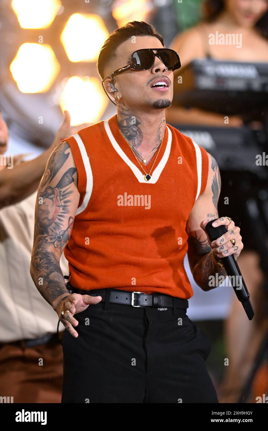 Rauw Alejandro performs on NBC's "Today" on July 12, 2024 in New York ...