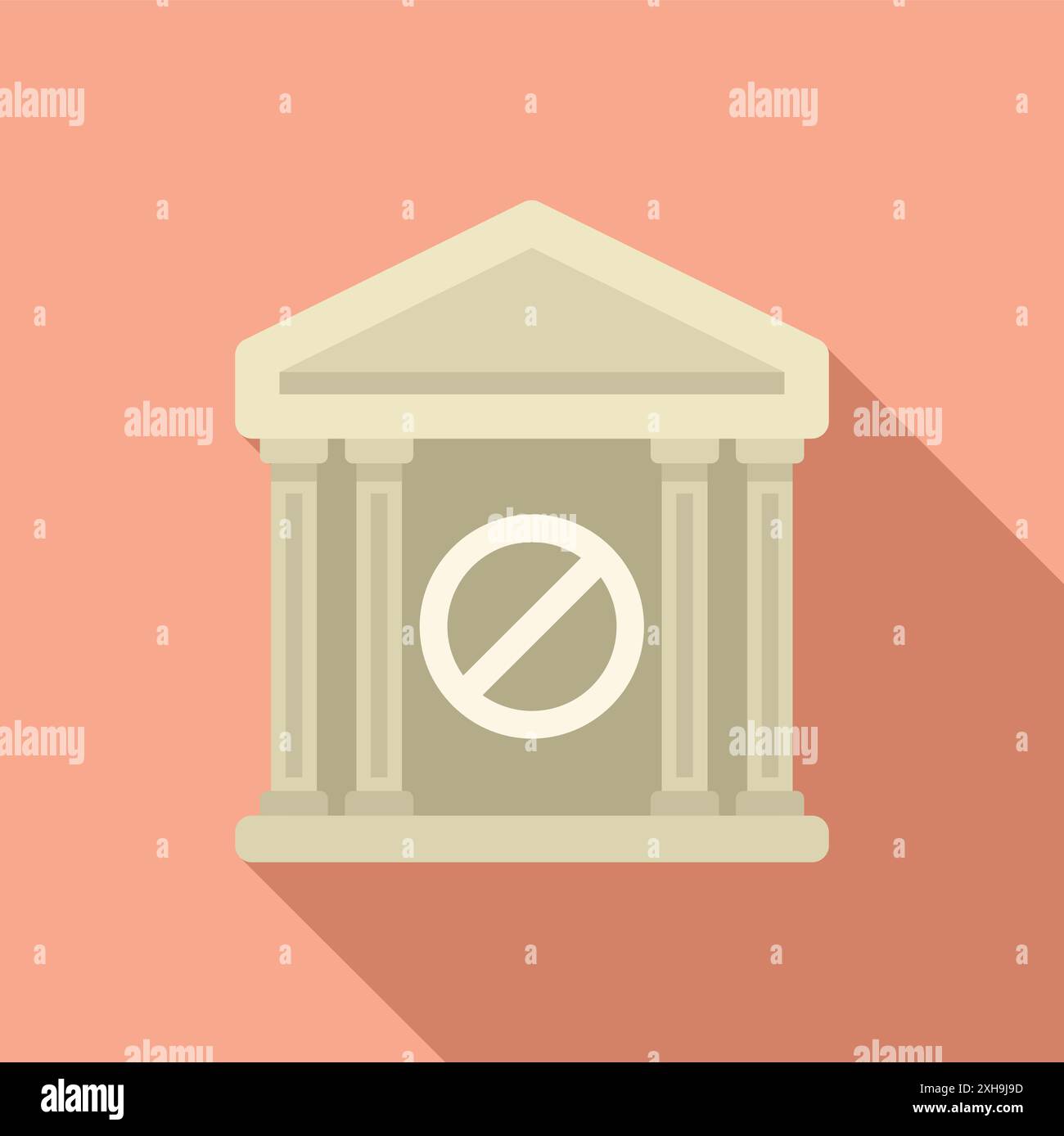 Classical architecture bank with stop sign, depicting bank closure or ...