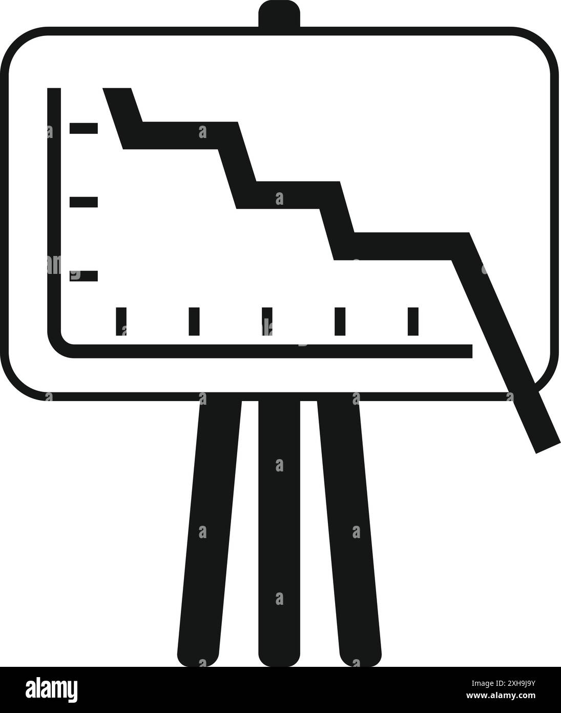 Black and white icon of a flip chart presenting a negative trend Stock ...