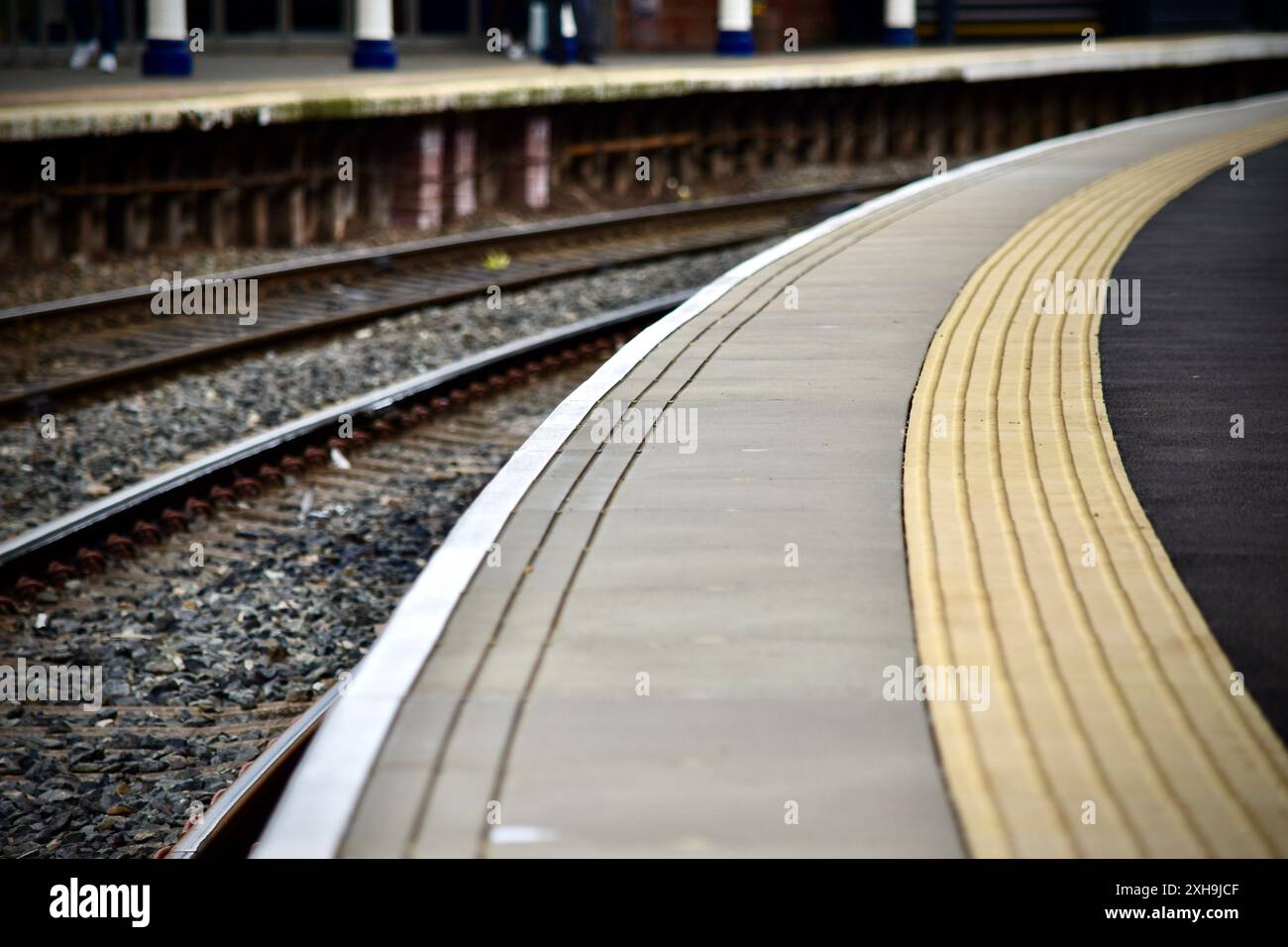 General travel image showing train tracks and platforms at a UK train ...