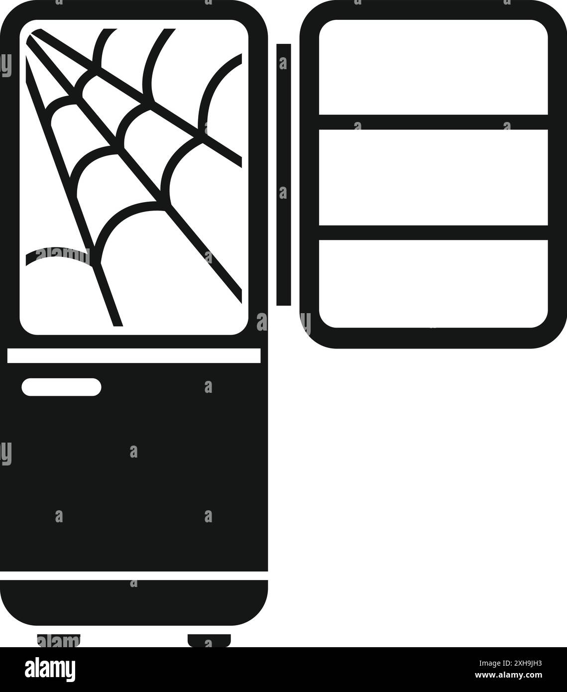 Simple icon of an empty fridge with cobwebs symbolizing hunger, poverty ...