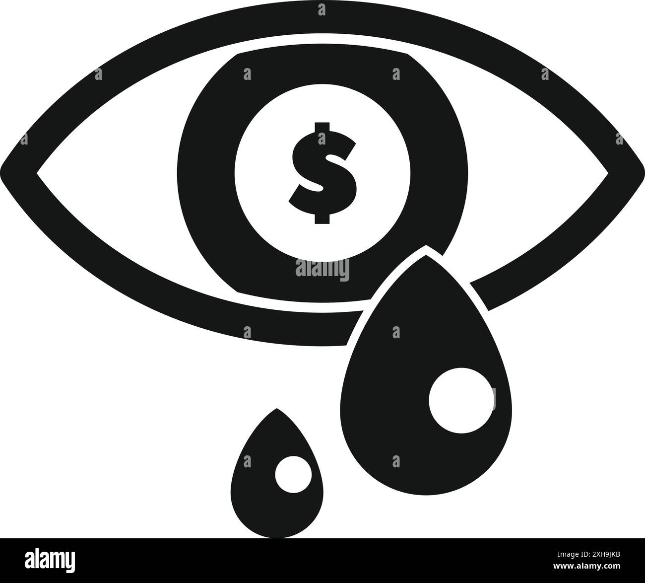 Simple icon of a human eye with dollar sign in the pupil crying tears ...