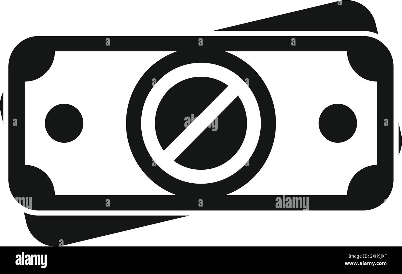 Simple black icon depicting a banknote with a stop sign, representing ...