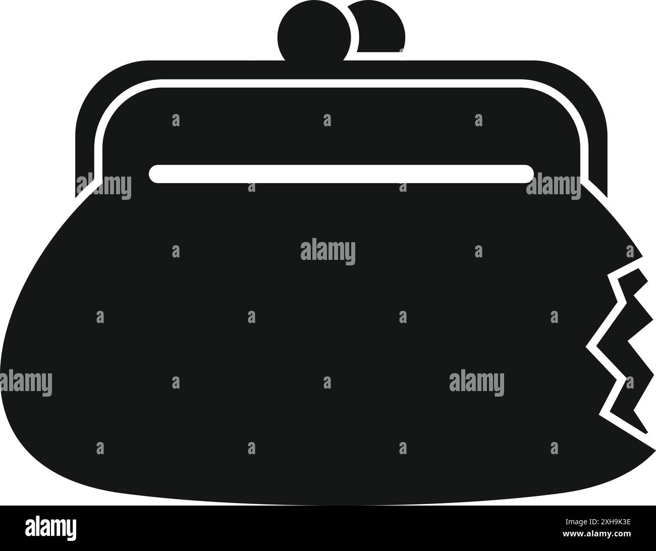 Black and white silhouette of a broken purse representing financial ...