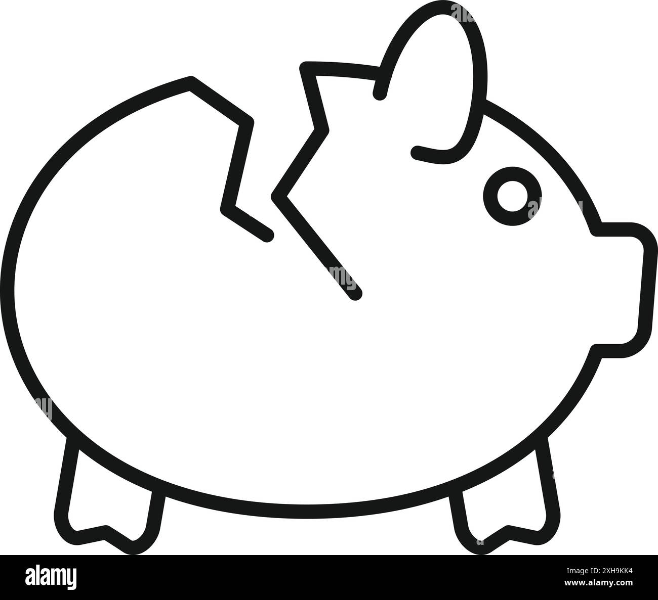 Piggy bank is cracking, symbolizing economic hardship Stock Vector ...