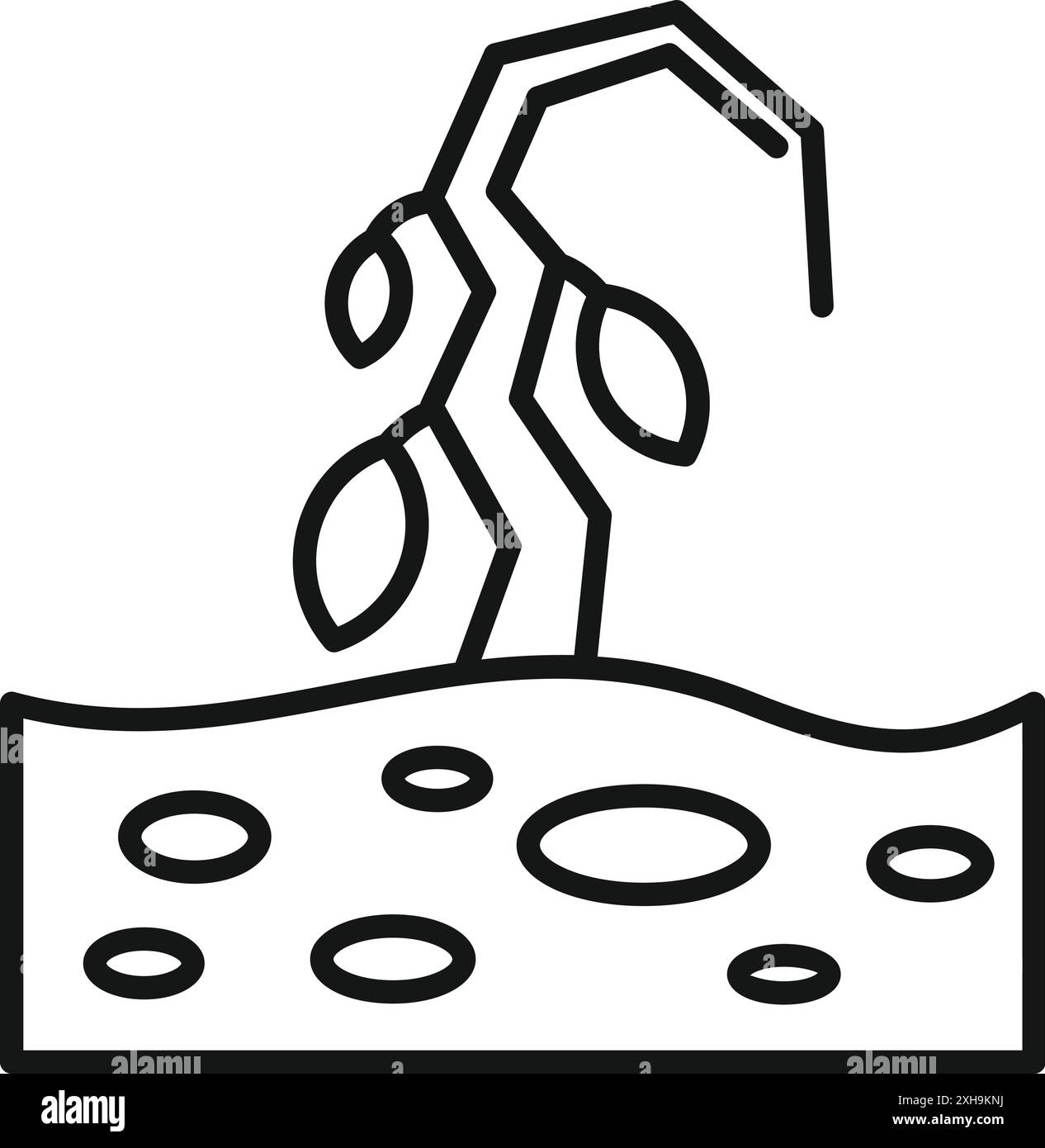 Simple, impactful icon depicting a withered tree in dry, cracked earth ...