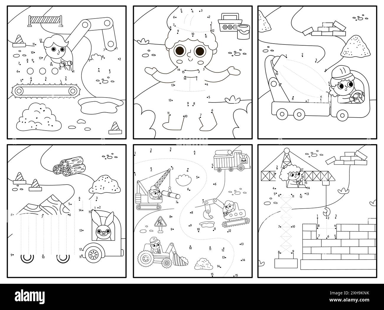 Vector black and white dot-to-dot and color activity set with ...