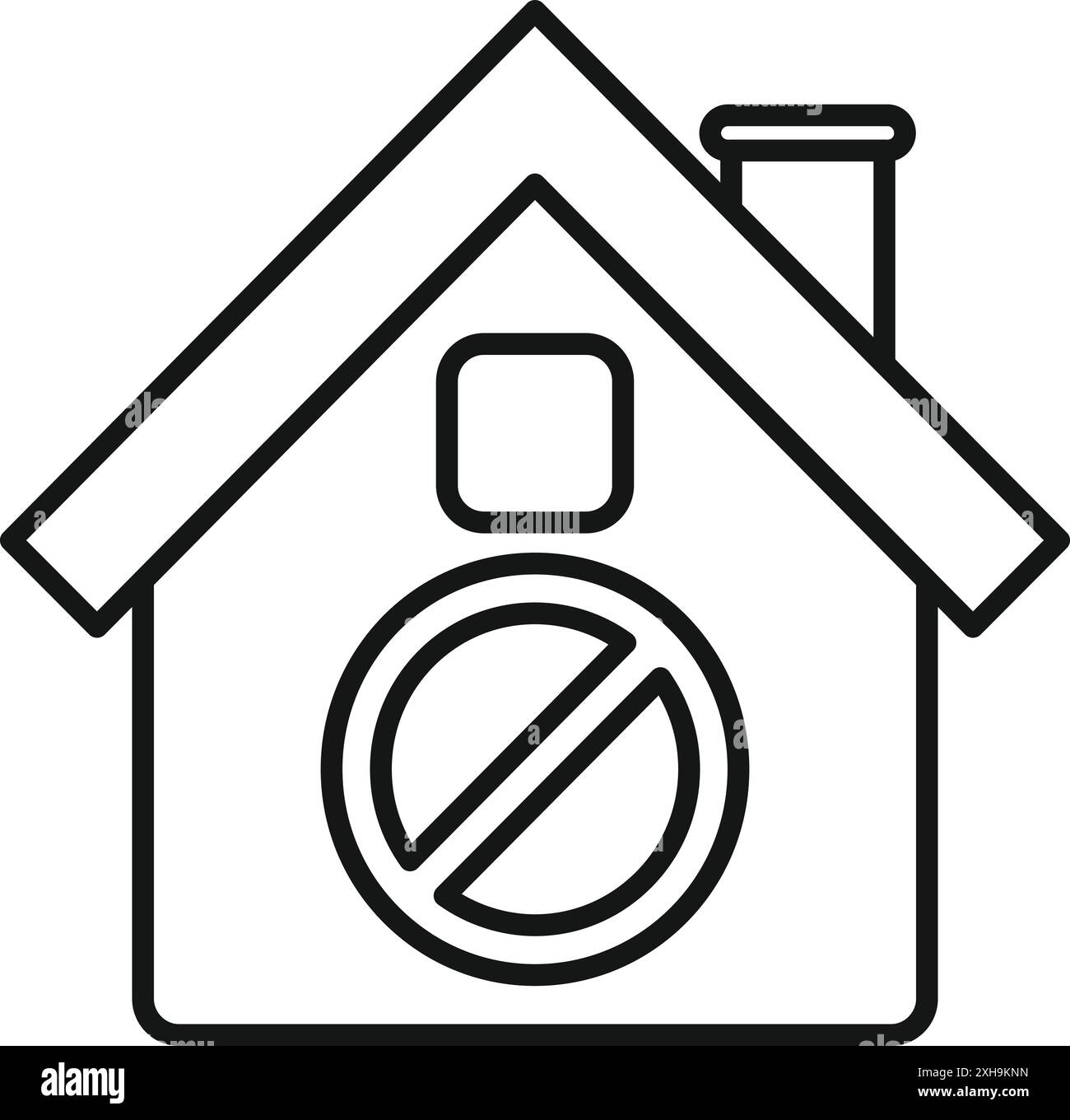 Line drawing of a house with a stop sign, representing the concept of ...