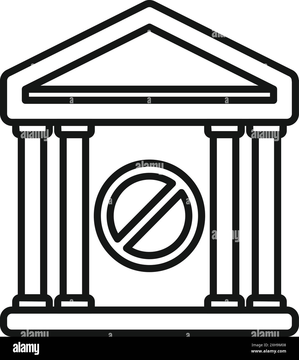Simple icon representing a government building with a stop sign ...