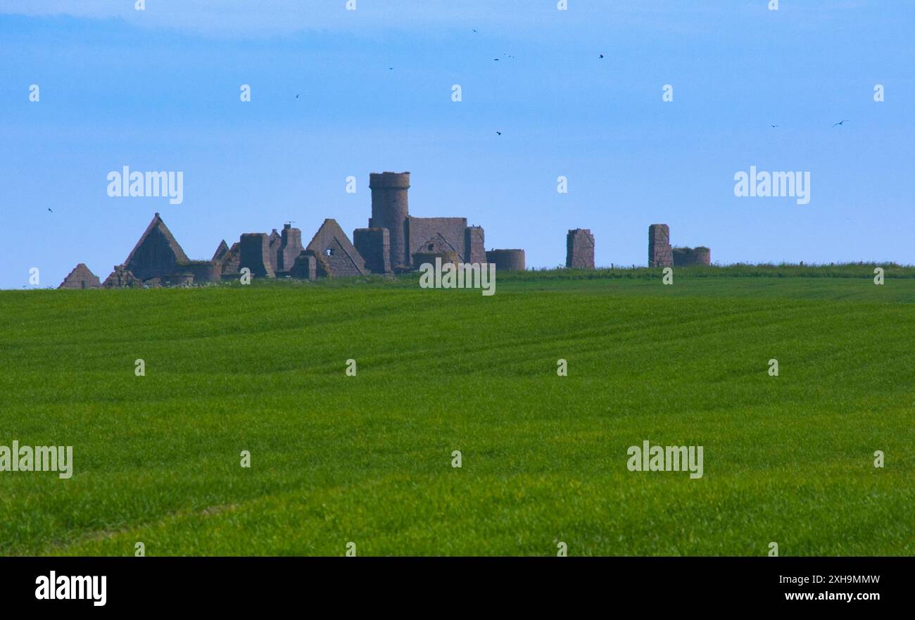 Ruins of New Slains Castle from a distance ,Aberdeenshire Stock Photo ...