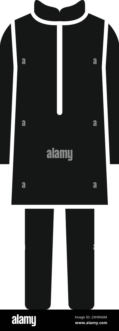Simple black glyph icon representing traditional muslim man clothing ...