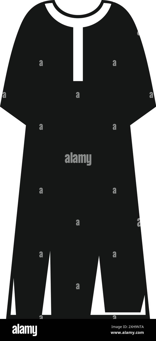 Black and white icon representing a traditional muslim dress abaya ...
