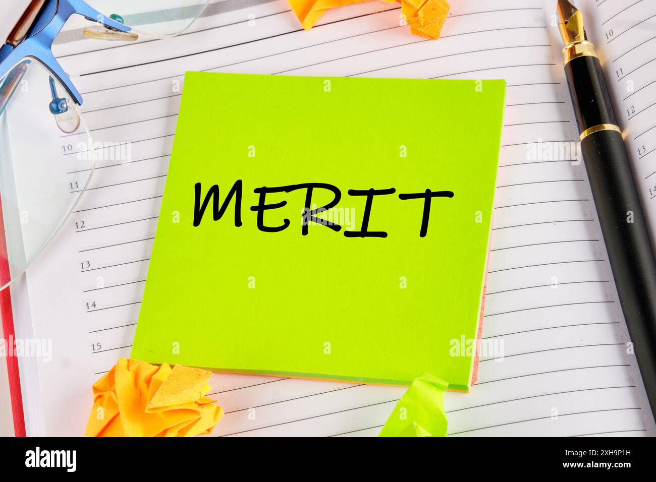Business and Merit concept. Copy space. Concept word Merit symbol on a ...