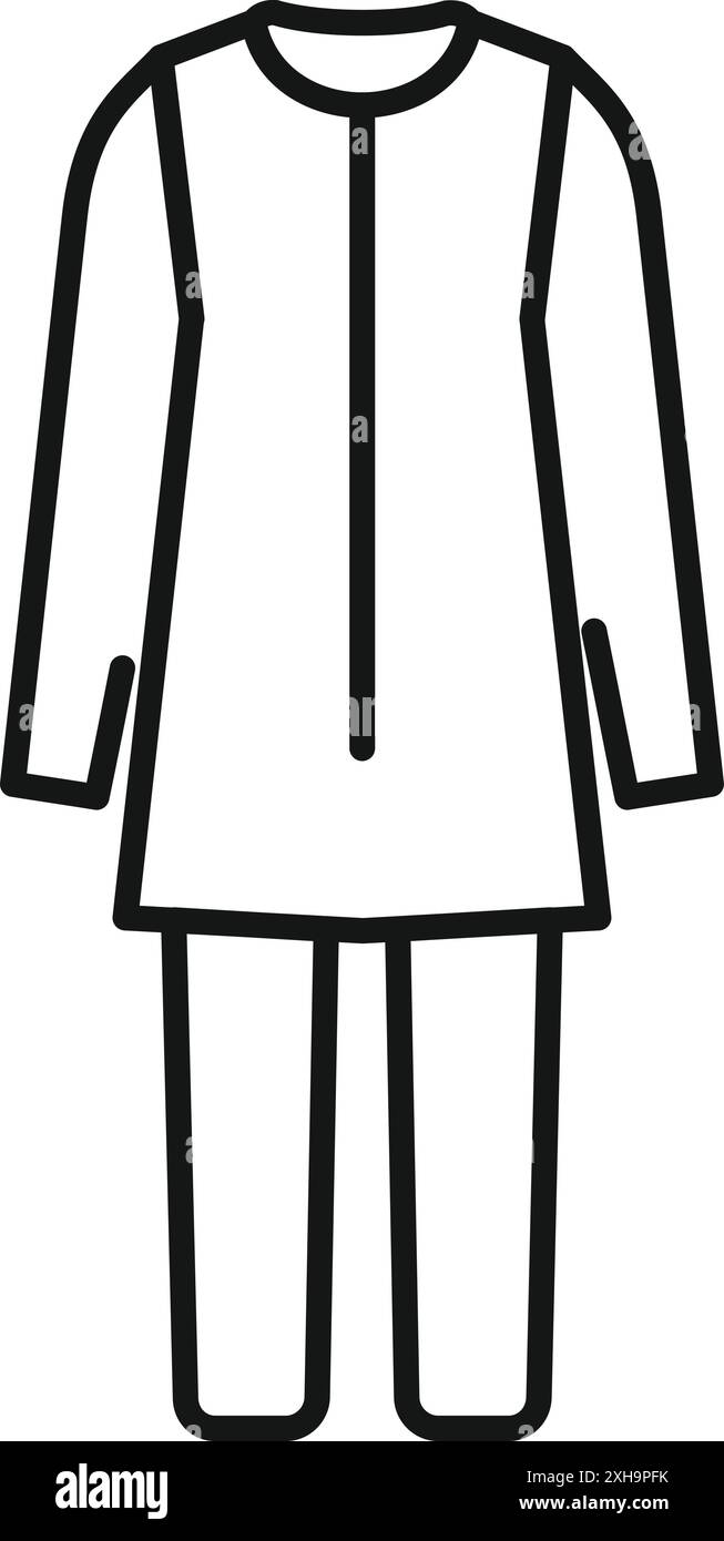 Simple line icon of a thobe, traditional clothing worn by muslim men ...