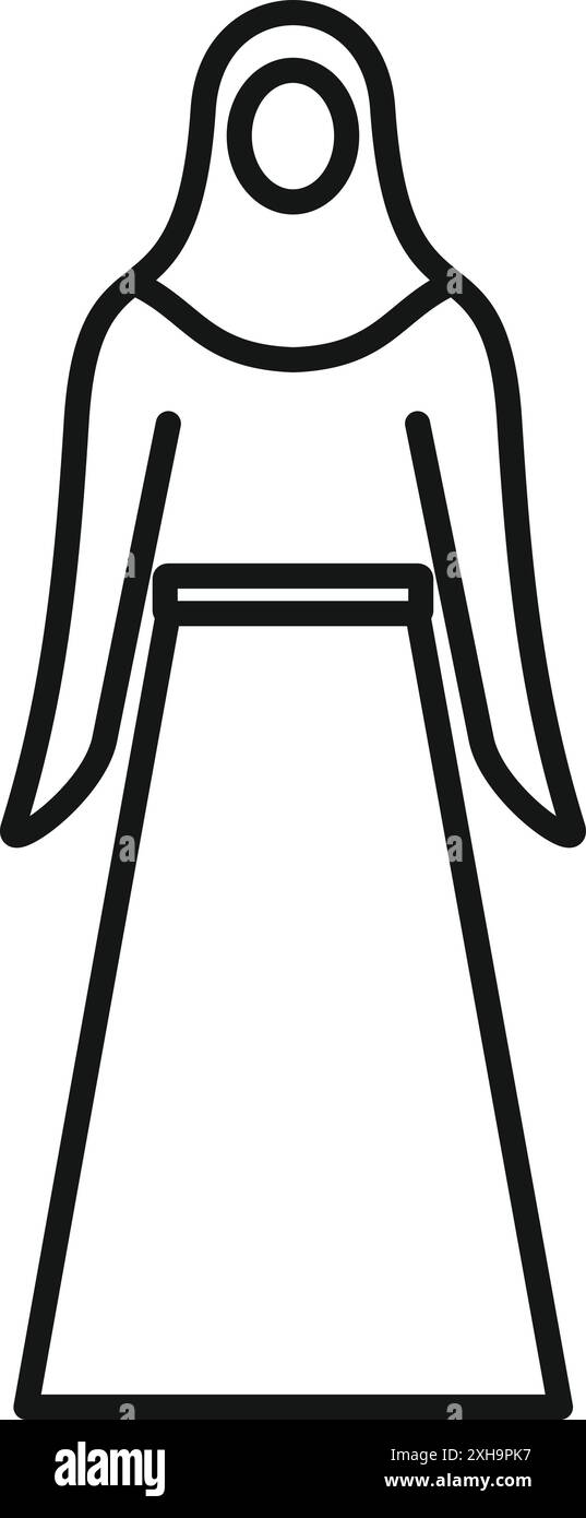 Simple line art icon of a muslim woman wearing a hijab and traditional ...