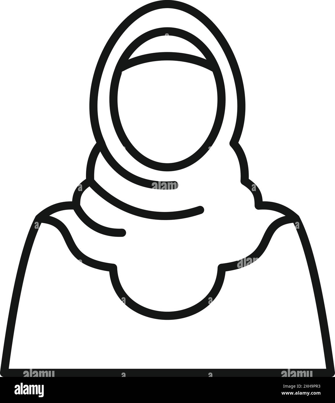 Line drawing of a young muslim woman wearing a traditional hijab ...