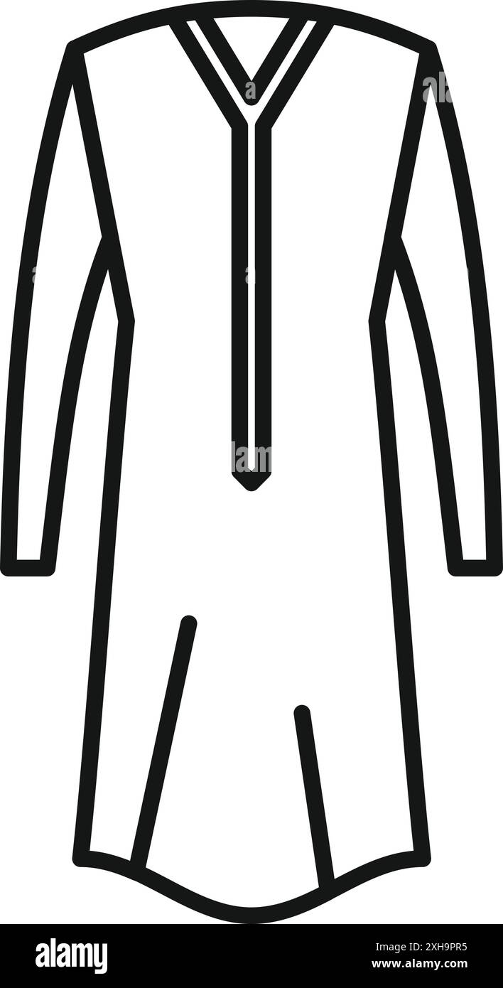 Line drawing of a thobe dress, highlighting the simplicity and elegance ...