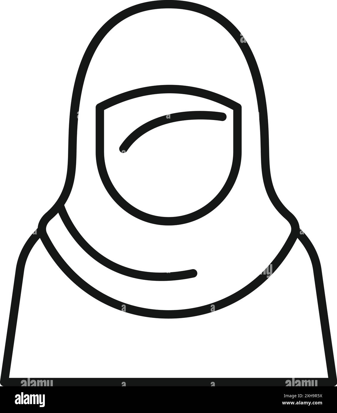 Line art icon of a young muslim woman wearing a traditional hijab head ...