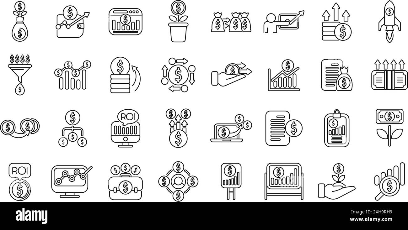 icons set. Set of return on investment icons featuring businessman ...