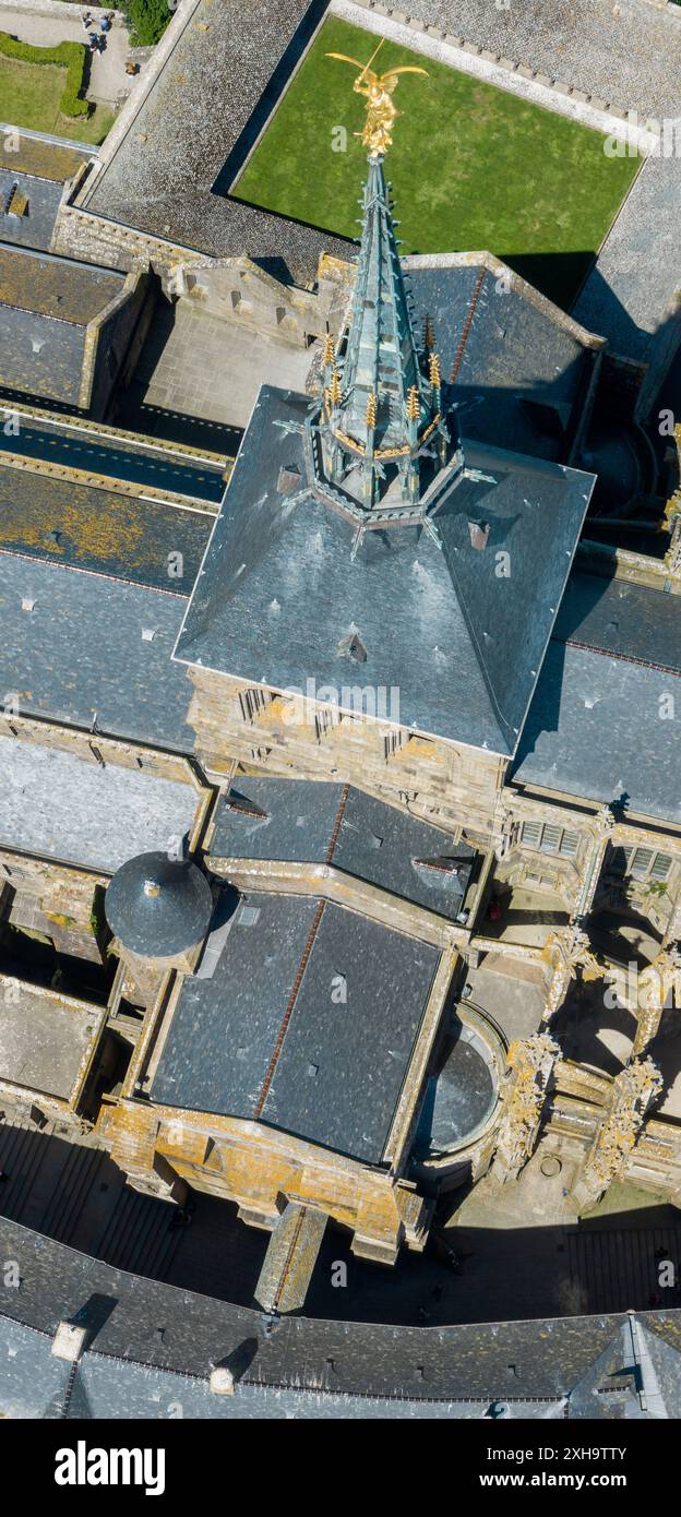Aerial view of the Mont Saint Michel Abbey, Normandy. France. Island ...