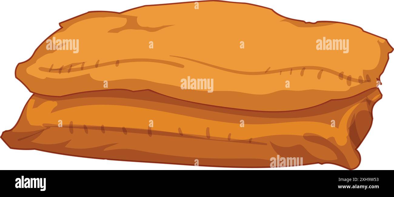 Two full burlap sacks are laying on top of each other, isolated on a ...