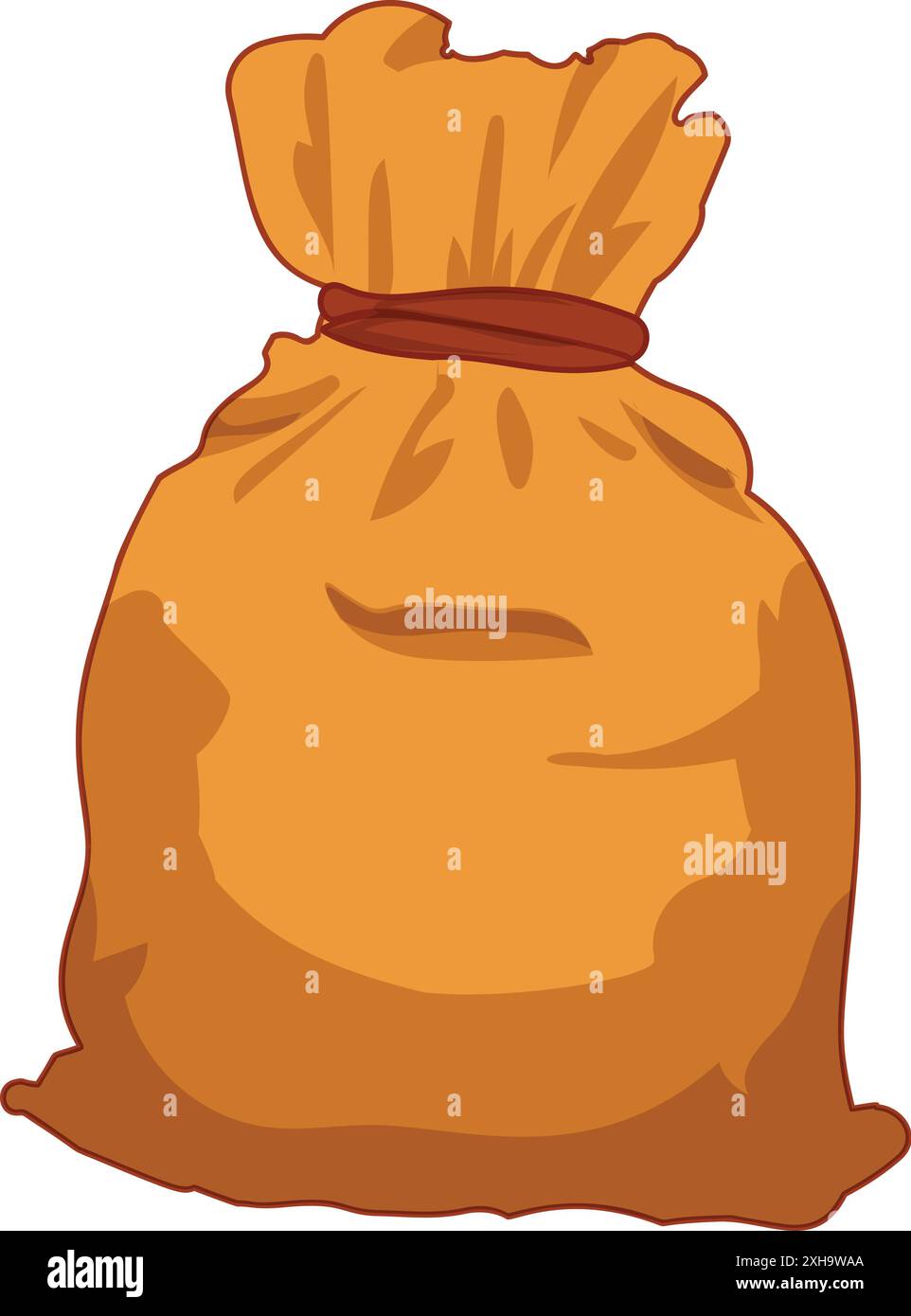 Full burlap sack tied with rope is standing upright Stock Vector Image ...