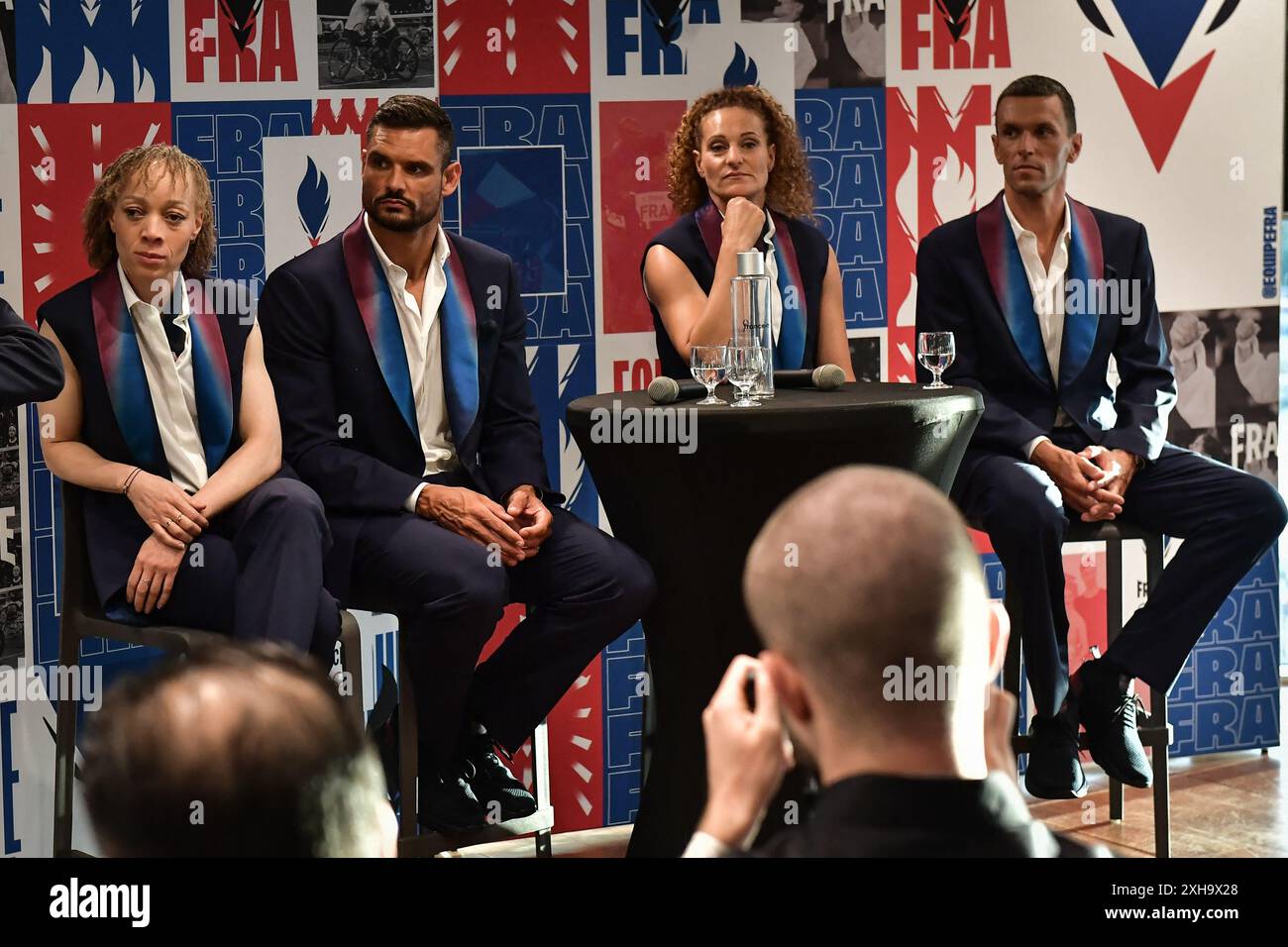 Paris, France. 12th July, 2024. French athletes (L to R) Nantenin ...