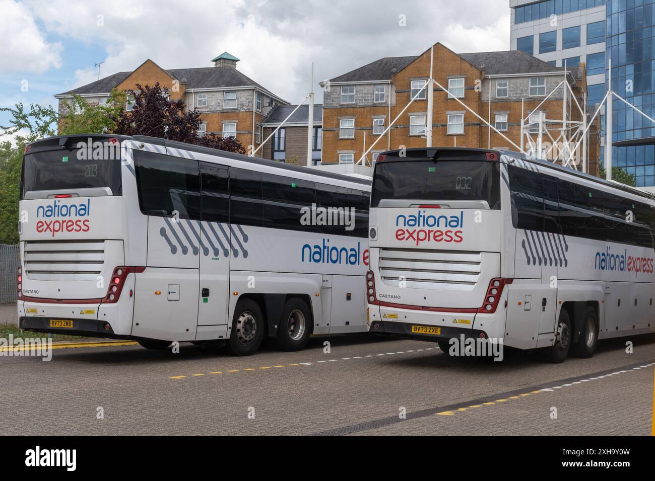 Coaches at the National Express coach station in Southampton city ...