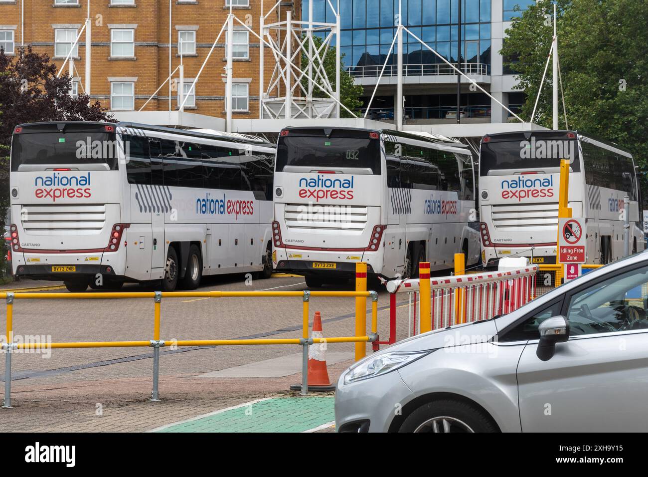 Coaches at the National Express coach station in Southampton city ...