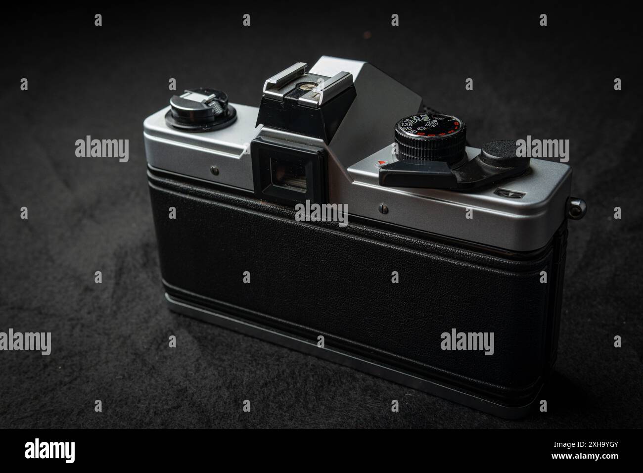 Vintage Silver Photography Camera On Black Surface Stock Photo - Alamy