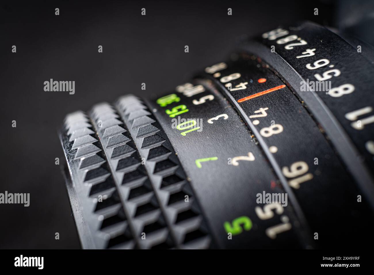 Close-Up of a Vintage Camera Lens With Aperture and Focus Rings Stock ...