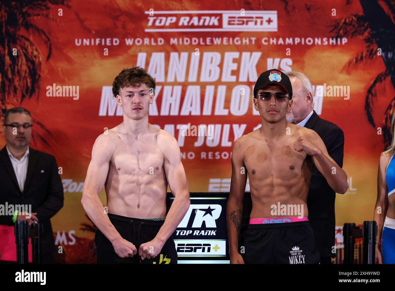 July 12, 2024: (L-R) Javier Zamarron and Mikey Bracamontes face-off ...