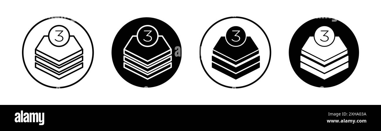 3 Layers icon Vector symbol or sign set collection in black and white ...