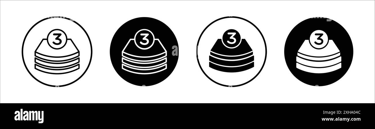 3 Layer icon Vector symbol or sign set collection in black and white ...