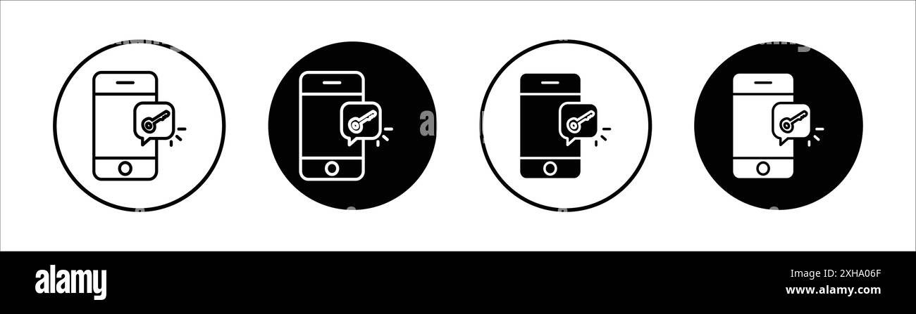 Activation code icon Vector symbol or sign set collection in black and ...