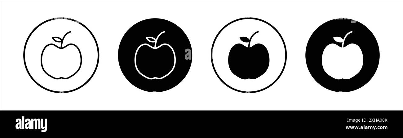 Apple icon Vector symbol or sign set collection in black and white ...