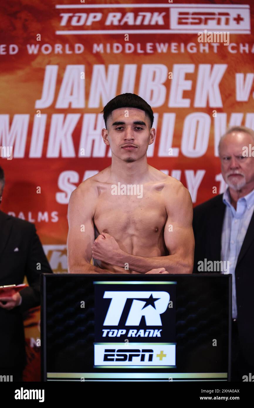 Art Barrera Jr. 12th July, 2024. stands on a scale during weigh-ins ...