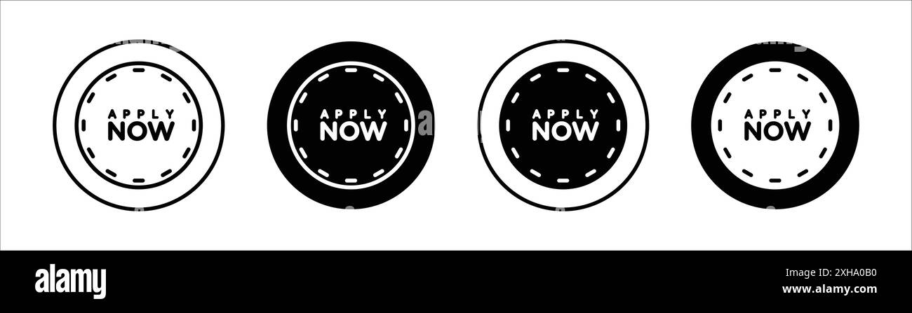 Apply now icon Vector symbol or sign set collection in black and white ...