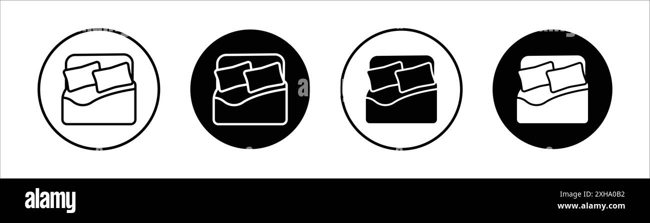 Bedding icon Vector symbol or sign set collection in black and white ...